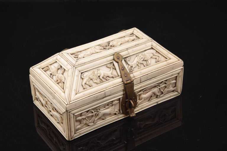 Neo-Romanesque Chest, Carved Bone, 20th Century For Sale at 1stDibs