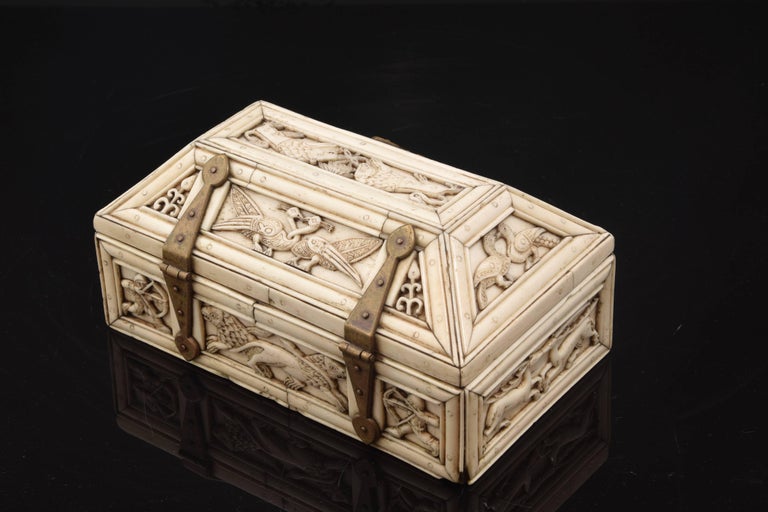 Neo-Romanesque Chest, Carved Bone, 20th Century For Sale at 1stDibs