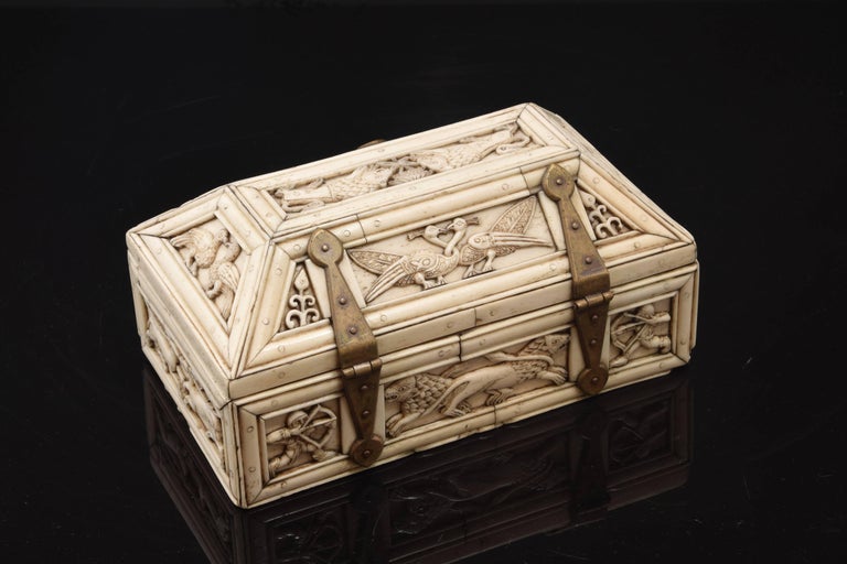 Neo-Romanesque Chest, Carved Bone, 20th Century For Sale at 1stDibs