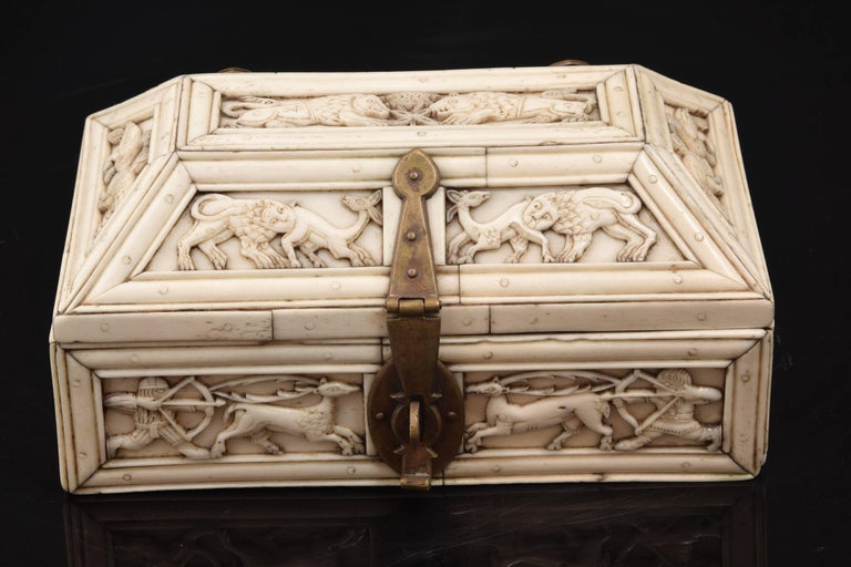 Neo-Romanesque Chest, Carved Bone, 20th Century For Sale at 1stDibs