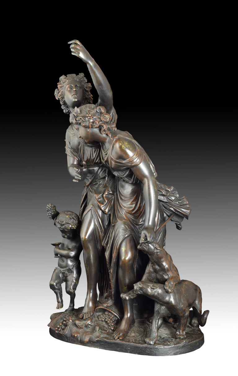 "Maenads with Satyr" Bronze, 19th Century at 1stDibs