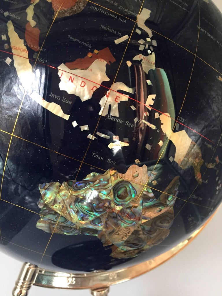 Lapis Mother of Pearl Gemstone Globe at 1stDibs | mother of pearl ...