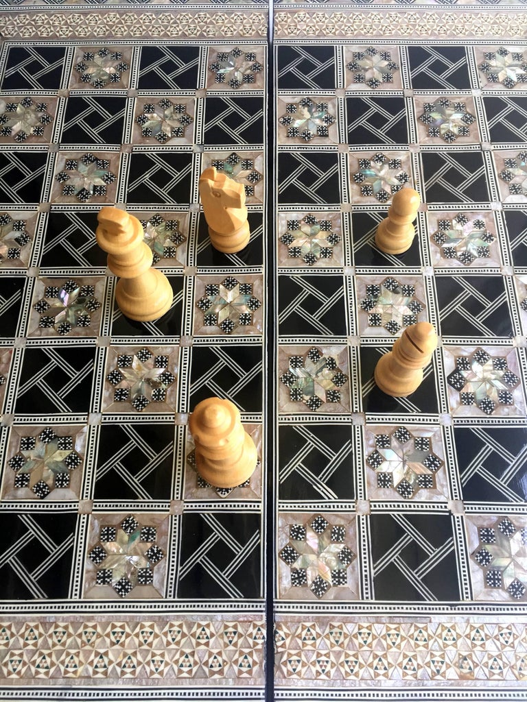 Backgammon and Chess Game Set, with Mother-of-Pearl Inlay at 1stDibs
