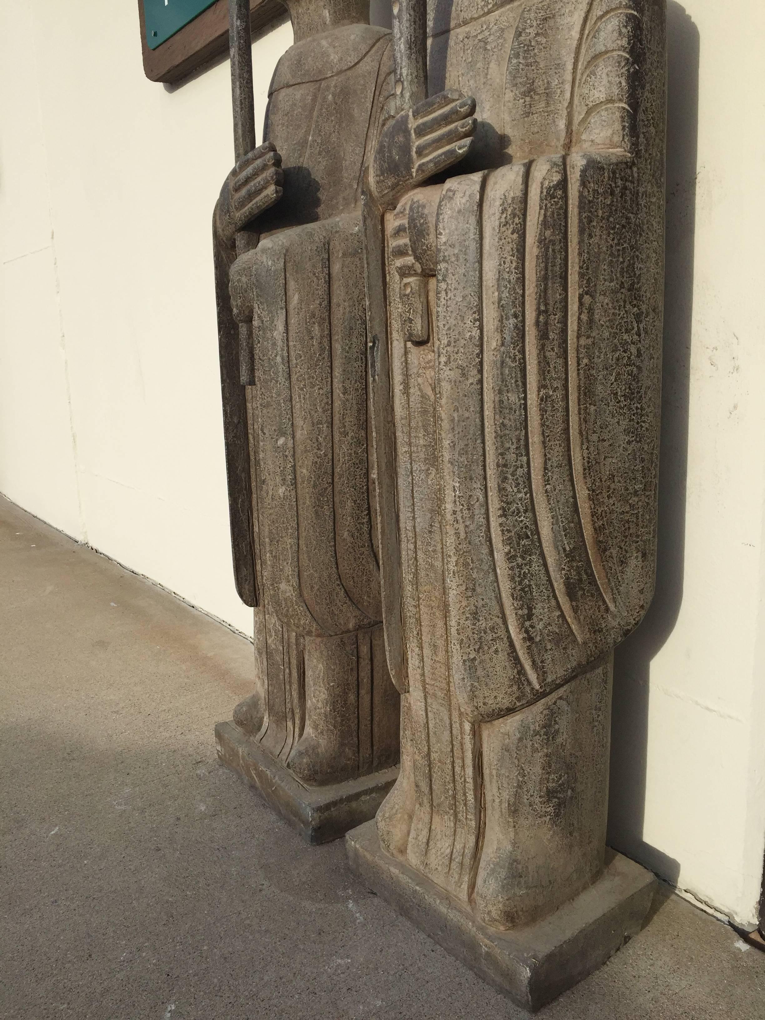 Pair of Stone Flute Player Musicians Statues at 1stDibs