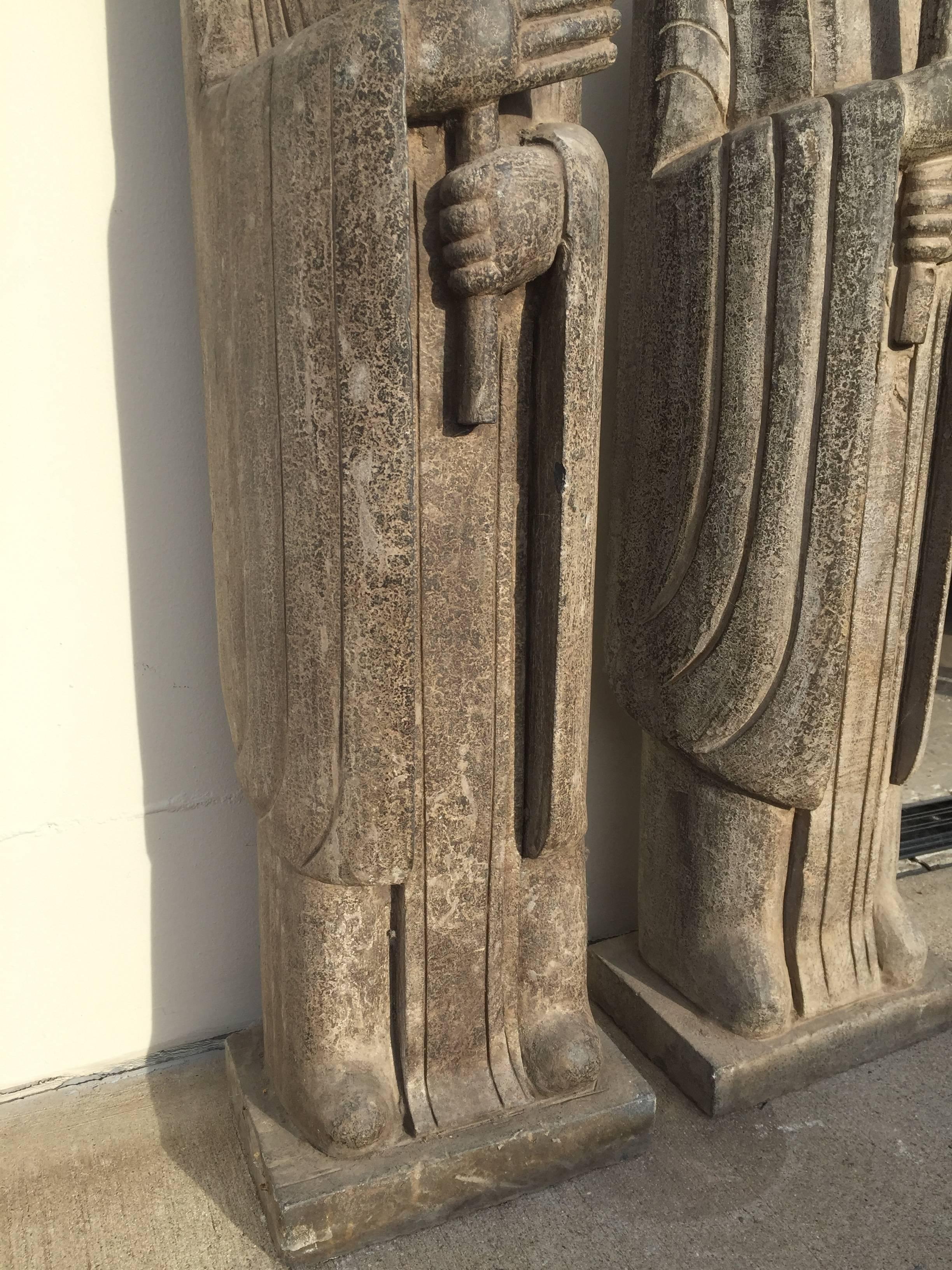Pair of Stone Flute Player Musicians Statues at 1stDibs