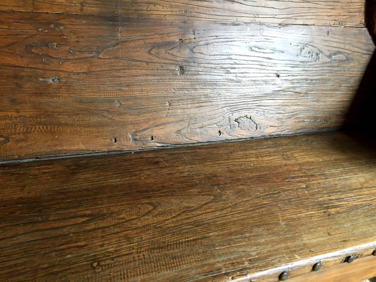 Rustic Log Bench with Iron Studs, Antique Solid Wood, Substantial at ...