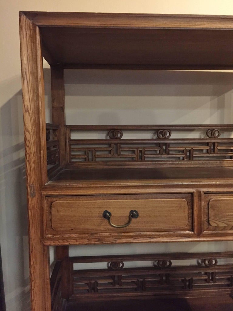 Pair of Asian Bookcase with Lattice Work For Sale at 1stDibs