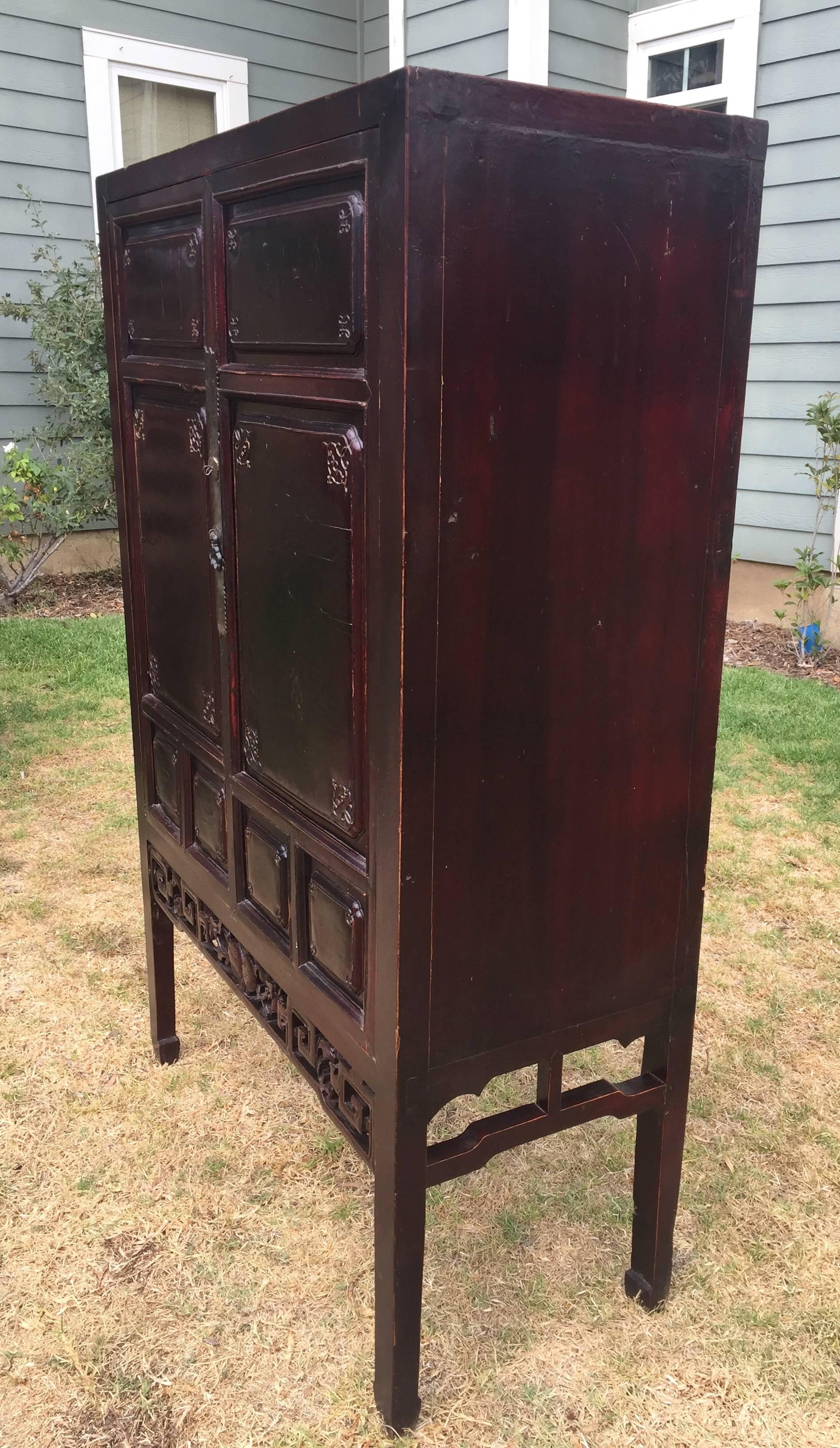Antique Southern Chinese Scholar's Chest with Carvings at 1stDibs