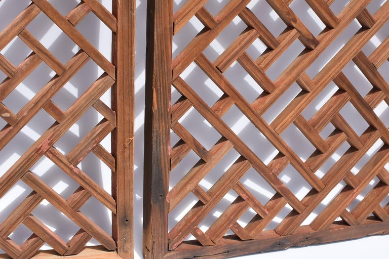 Pair of Chinese Antique Screens, Diamond Pattern at 1stDibs