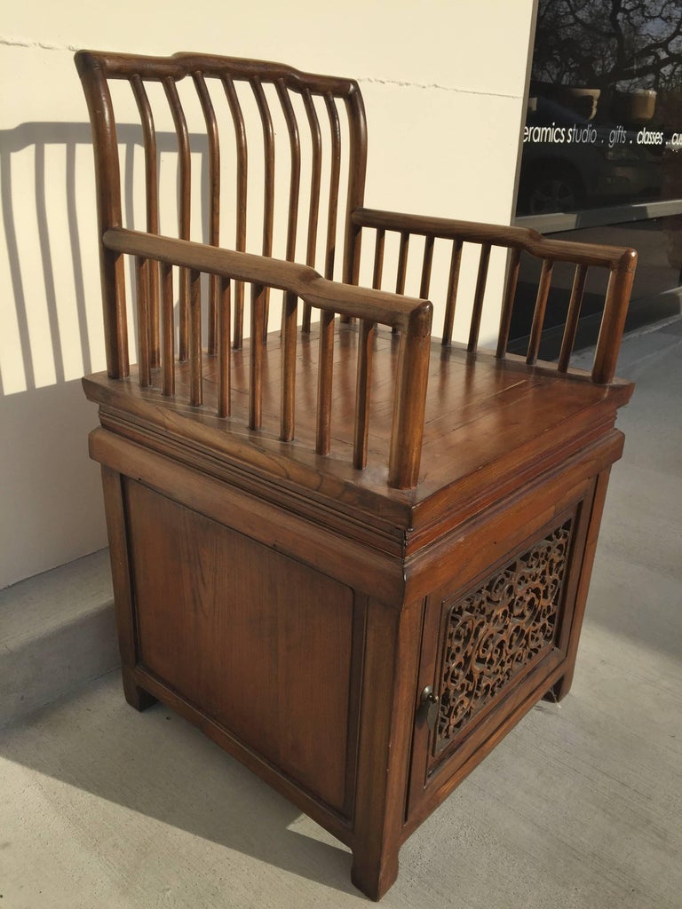 Chinese Antique Comb Back Chair with Storage at 1stDibs