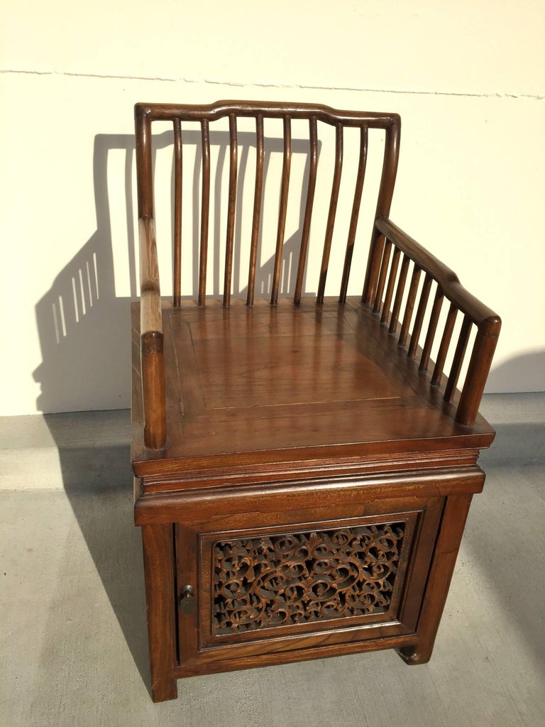 Chinese Antique Comb Back Chair with Storage at 1stDibs