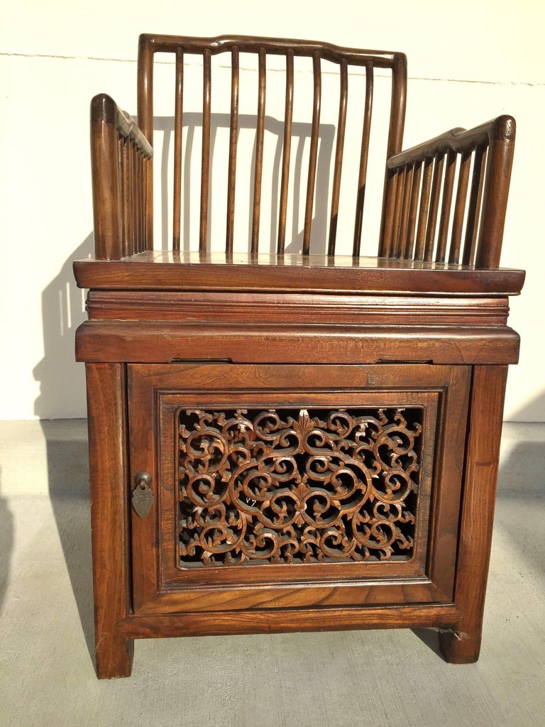 Chinese Antique Comb Back Chair with Storage at 1stDibs