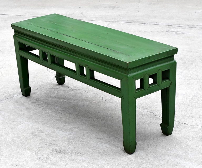 Antique Asian Bench, Green Spring Bench at 1stDibs