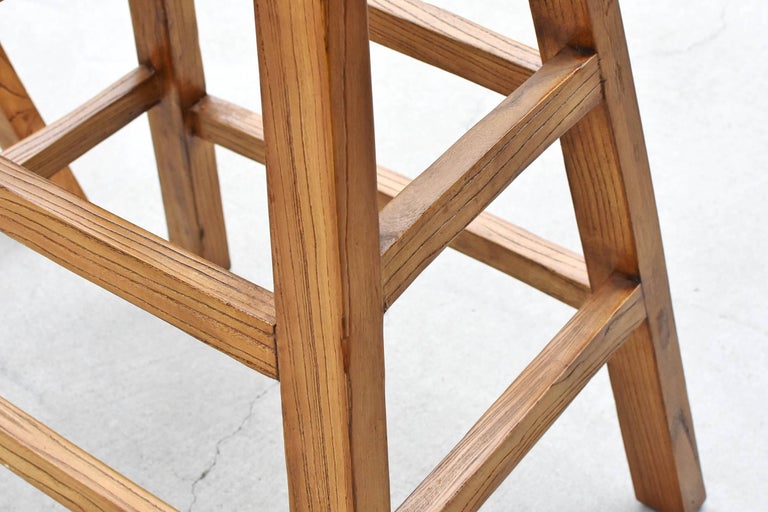 Pair of Asian Solid Elm Wood Bar Stools at 1stDibs | asian bar stools wood