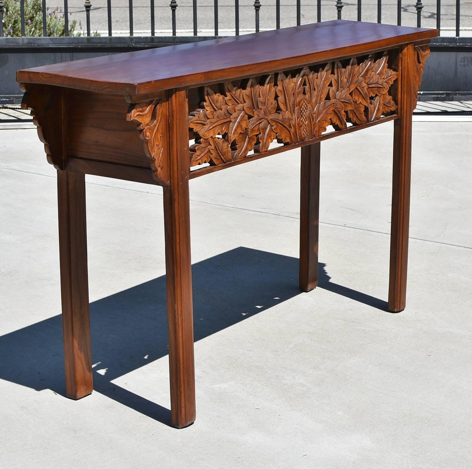 Asian Console Table with Foliage Carvings, Hand Carved at 1stDibs ...