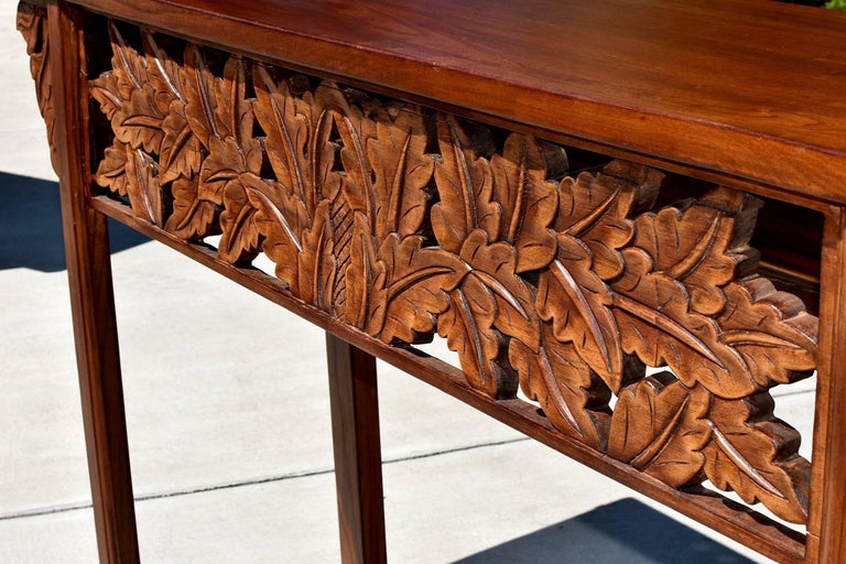 Asian Console Table with Foliage Carvings, Hand Carved at 1stDibs