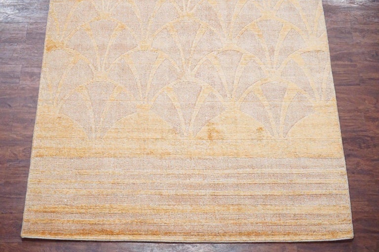 Modern Bamboo Silk and Wool Rug with Sculpted Design For Sale at 1stDibs