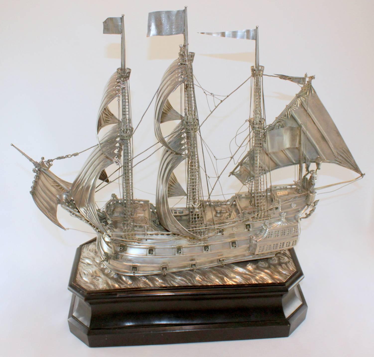 Antique Silver Ship "S.S San Claudio" by William Comyns and Sons Ltd ...