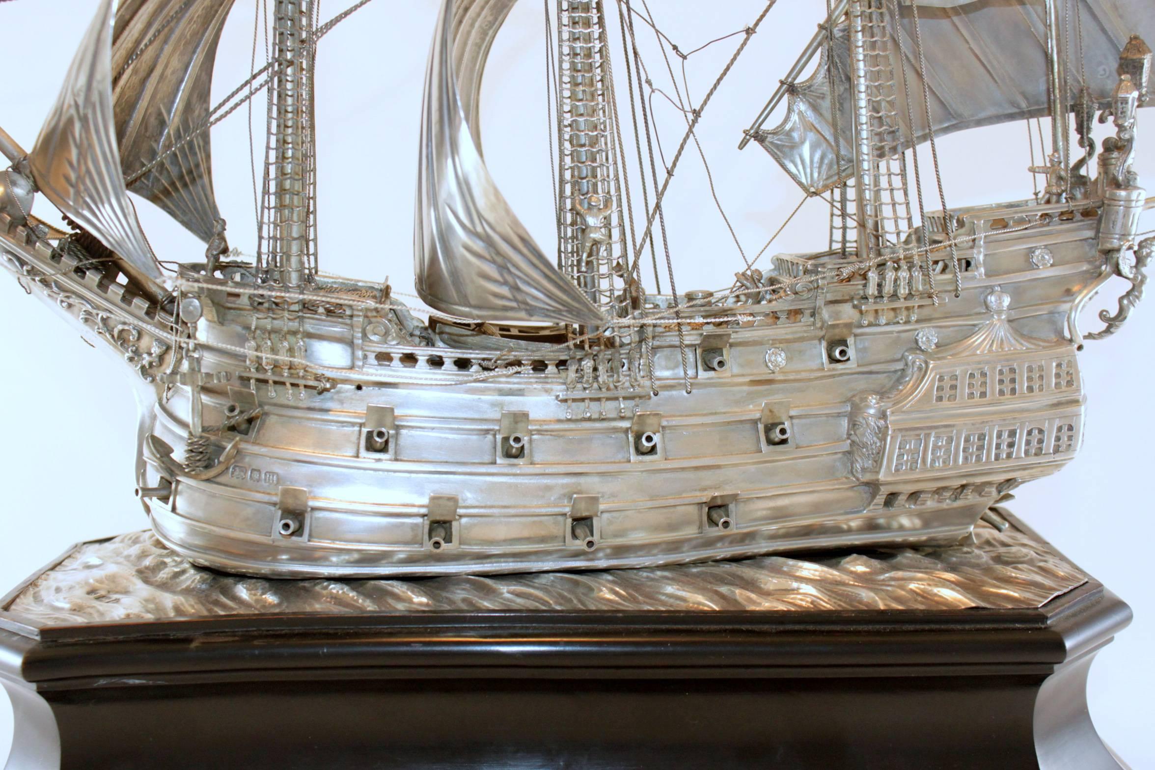 Antique Silver Ship "S.S San Claudio" by William Comyns and Sons Ltd ...