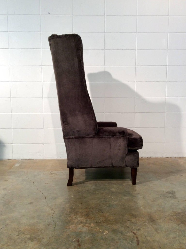 Monumental and Unique Extra Tall Wingback Chair in New Faux Fur ...