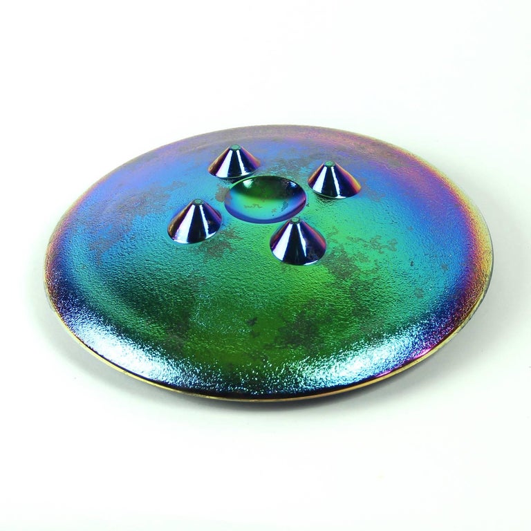 Rare Iridescent Art Glass Bowl by Jiri Zemon for Rudolfova Hut ...