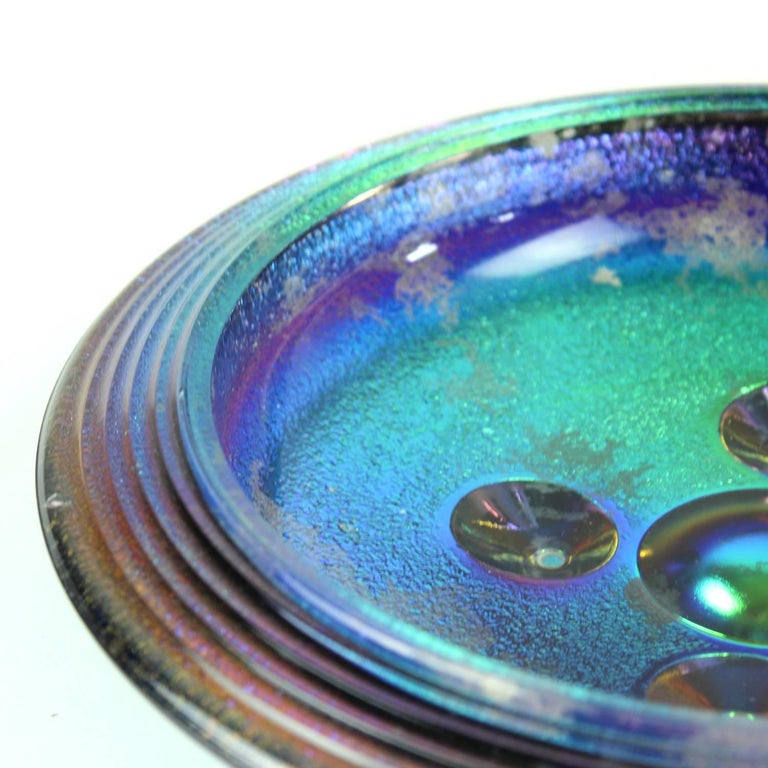 Rare Iridescent Art Glass Bowl by Jiri Zemon for Rudolfova Hut ...