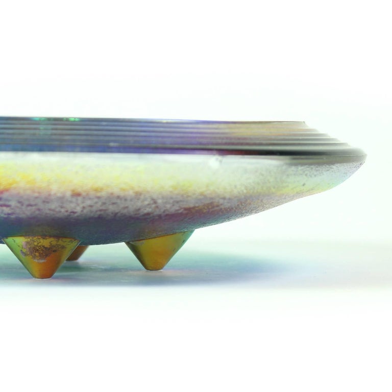 Rare Iridescent Art Glass Bowl by Jiri Zemon for Rudolfova Hut ...