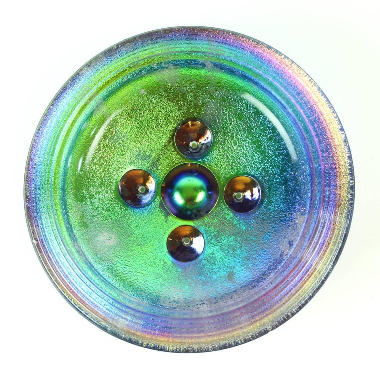 Rare Iridescent Art Glass Bowl by Jiri Zemon for Rudolfova Hut ...