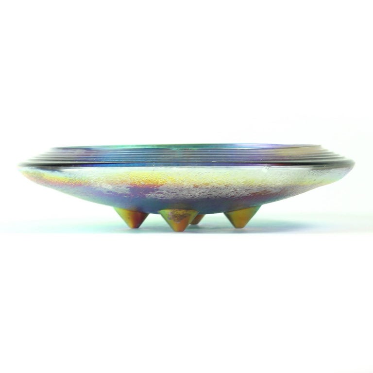 Rare Iridescent Art Glass Bowl by Jiri Zemon for Rudolfova Hut ...