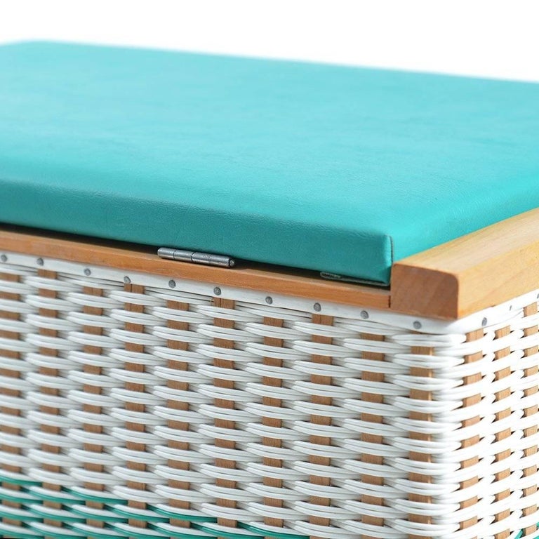 Communist Era Bench with Weaving, Czechoslovakia, 1970s at 1stDibs