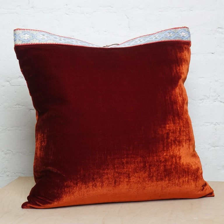 Silk Velvet Throw Pillow Rust For Sale at 1stDibs