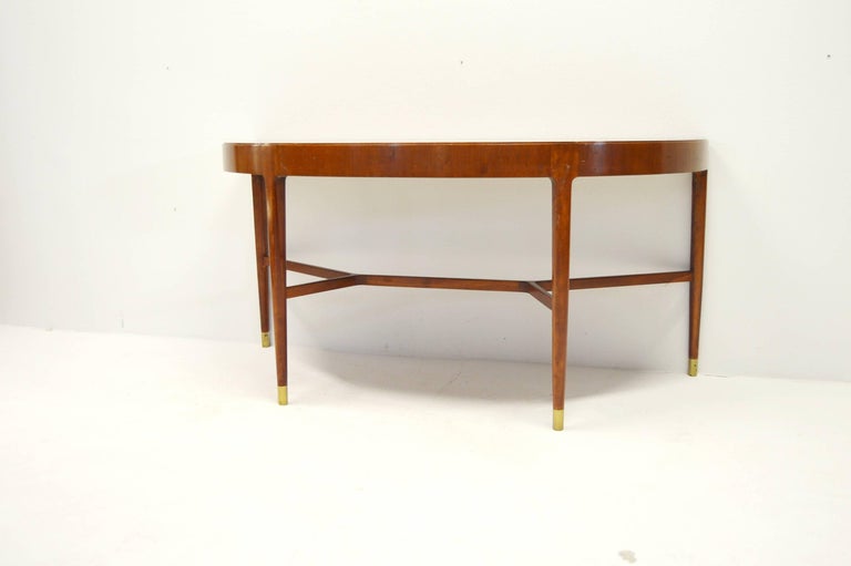 1950s Half Moon Mahogany Crescent or Console Table with Brass Fittings ...
