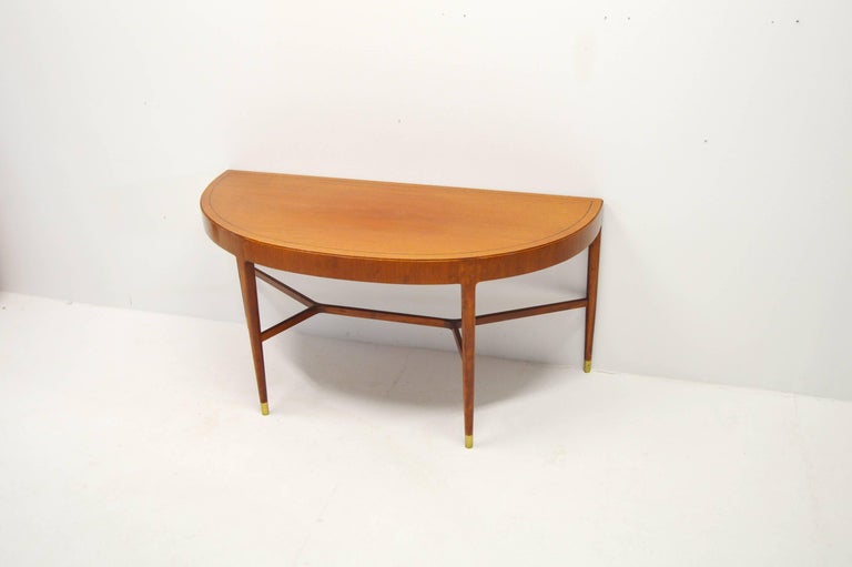 1950s Half Moon Mahogany Crescent or Console Table with Brass Fittings ...