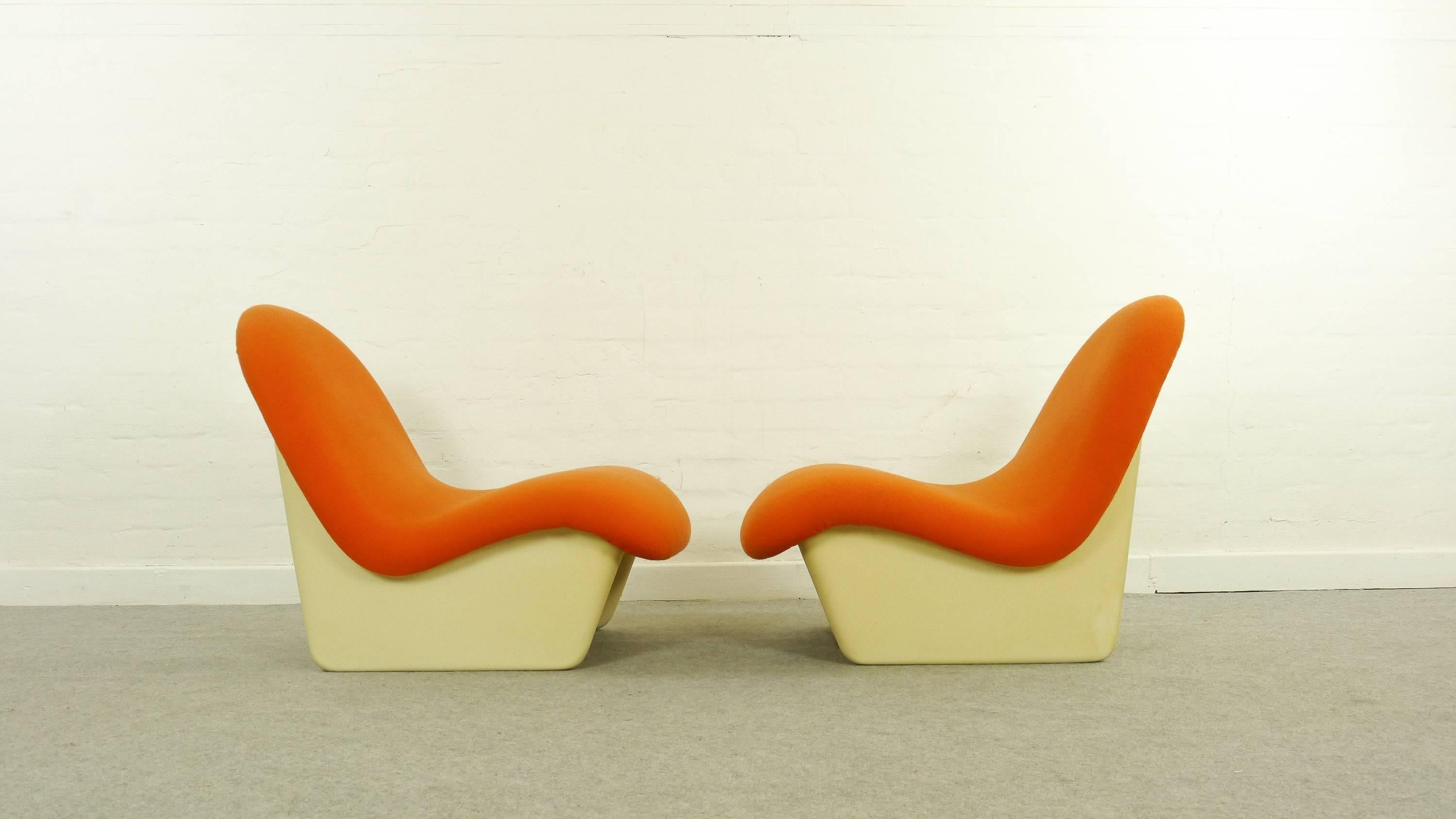 Pair of orange Sadima Chairs by Luigi Colani, BASF 1970s, Space Age For ...