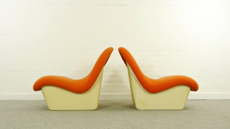 Pair of orange Sadima Chairs by Luigi Colani, BASF 1970s, Space Age For ...