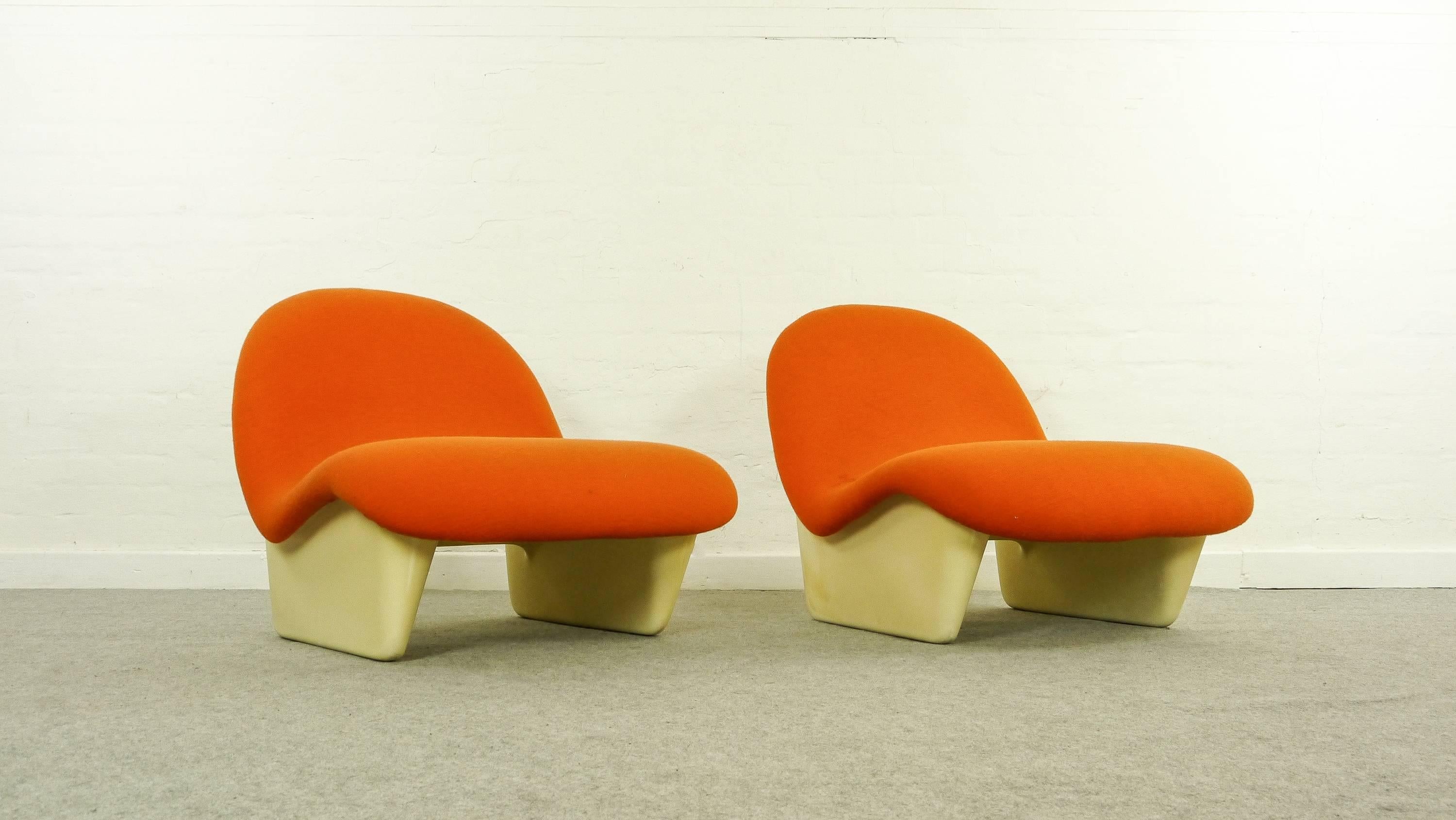 Pair of orange Sadima Chairs by Luigi Colani, BASF 1970s, Space Age For ...
