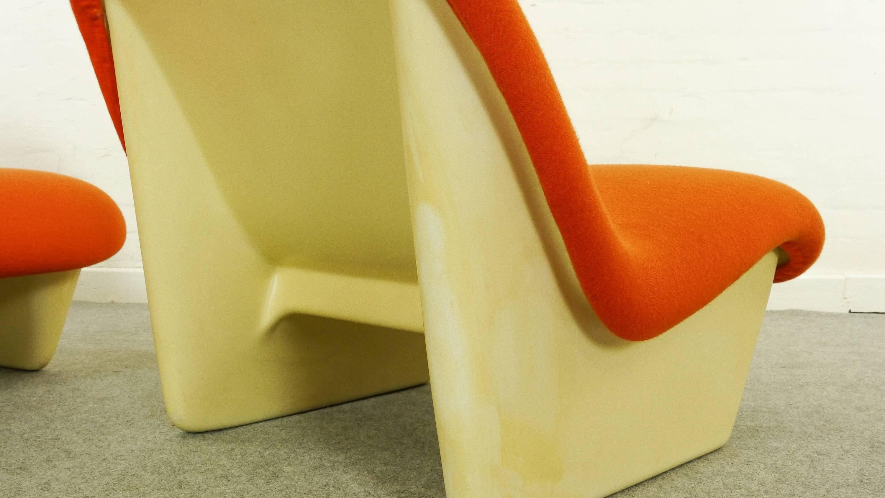 Pair of orange Sadima Chairs by Luigi Colani, BASF 1970s, Space Age For ...