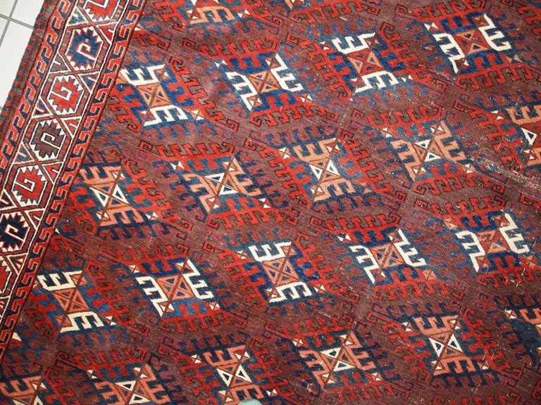 Handmade Antique Turkmen Yomud Rug, 1880s, 1C310 For Sale at 1stDibs