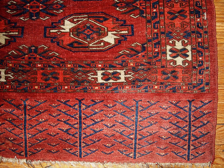 Handmade Antique Collectible Turkmen Yomud Rug, 1880s at 1stDibs