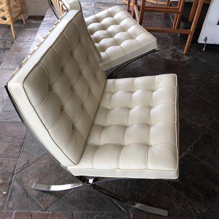 Knoll Barcelona Leather Chairs, Pair at 1stDibs