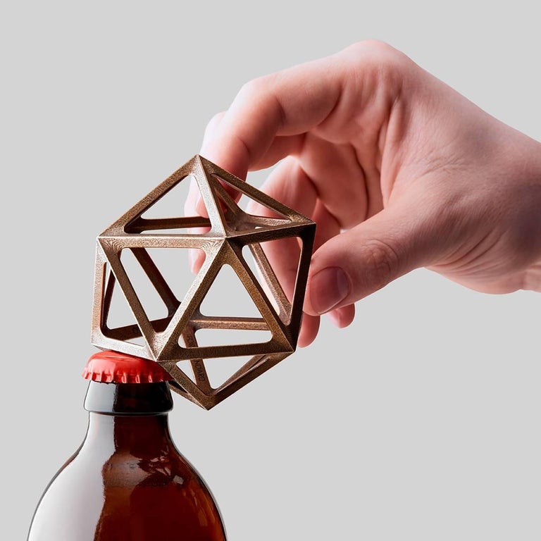 Ico Contemporary Bottle Opener / Barware in 3D Printed Polished Bronze ...