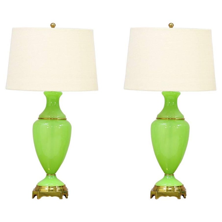 French Chartreuse Opaline Lamps at 1stDibs