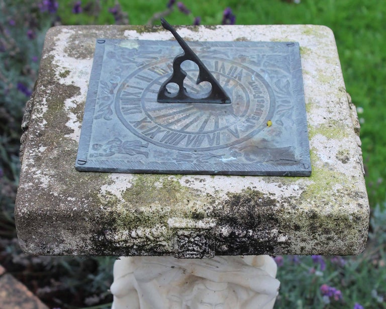 Antique Large Weathered Patinated Reconstituted Stone Sundial For Sale ...