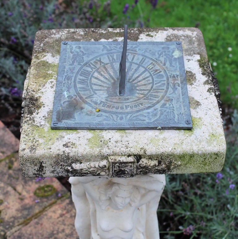 Antique Large Weathered Patinated Reconstituted Stone Sundial For Sale ...