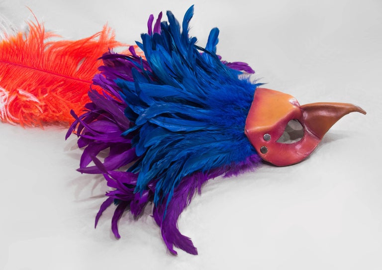Colorful Feathered Leather Bird Mask For Sale at 1stDibs | colorful ...