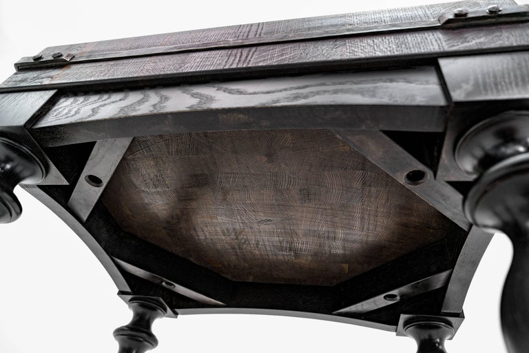 Ebonized White Oak Wood Maestro Butcher's Block with Hand Turned Legs ...