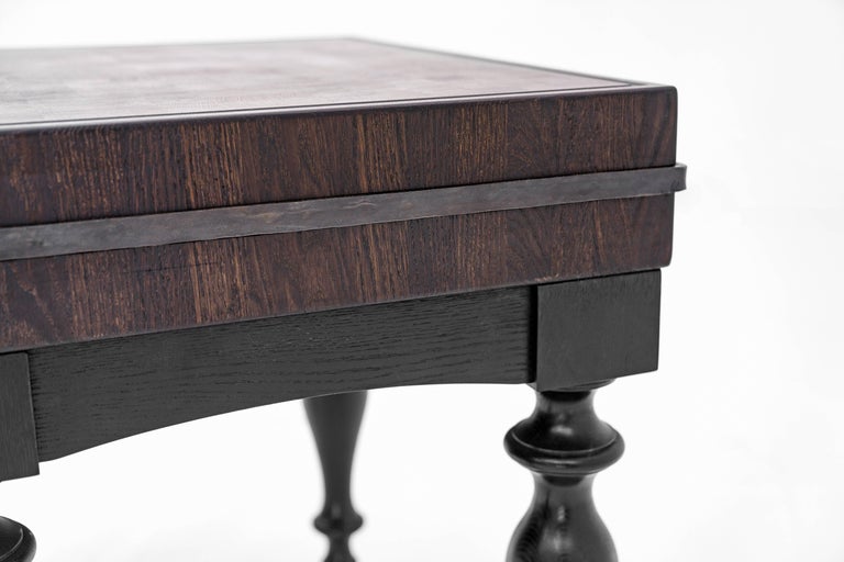 Ebonized White Oak Wood Maestro Butcher's Block with Hand Turned Legs ...