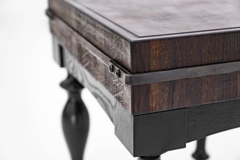 Ebonized White Oak Wood Maestro Butcher's Block with Hand Turned Legs ...