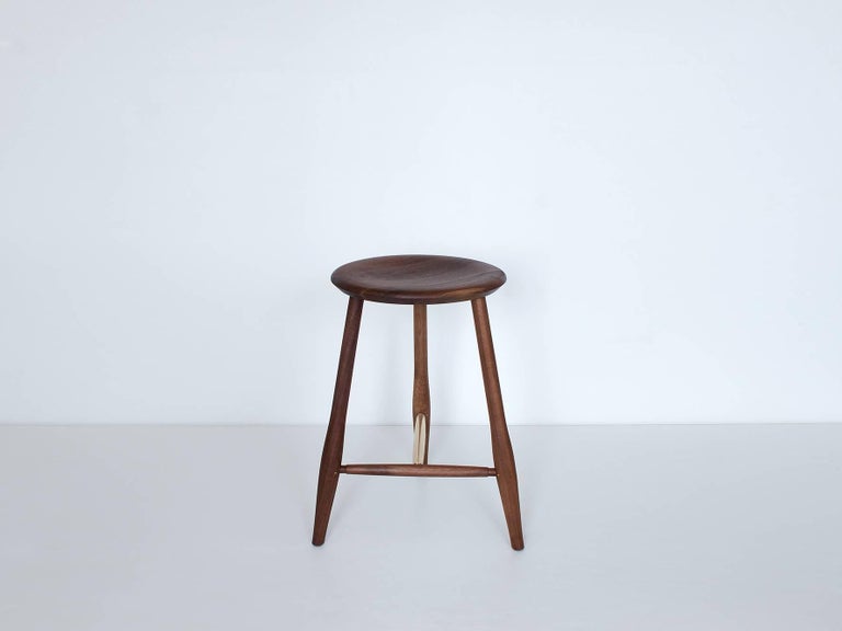 Swell Counter Stool, Turned Leg and Brass Stool For Sale at 1stDibs ...