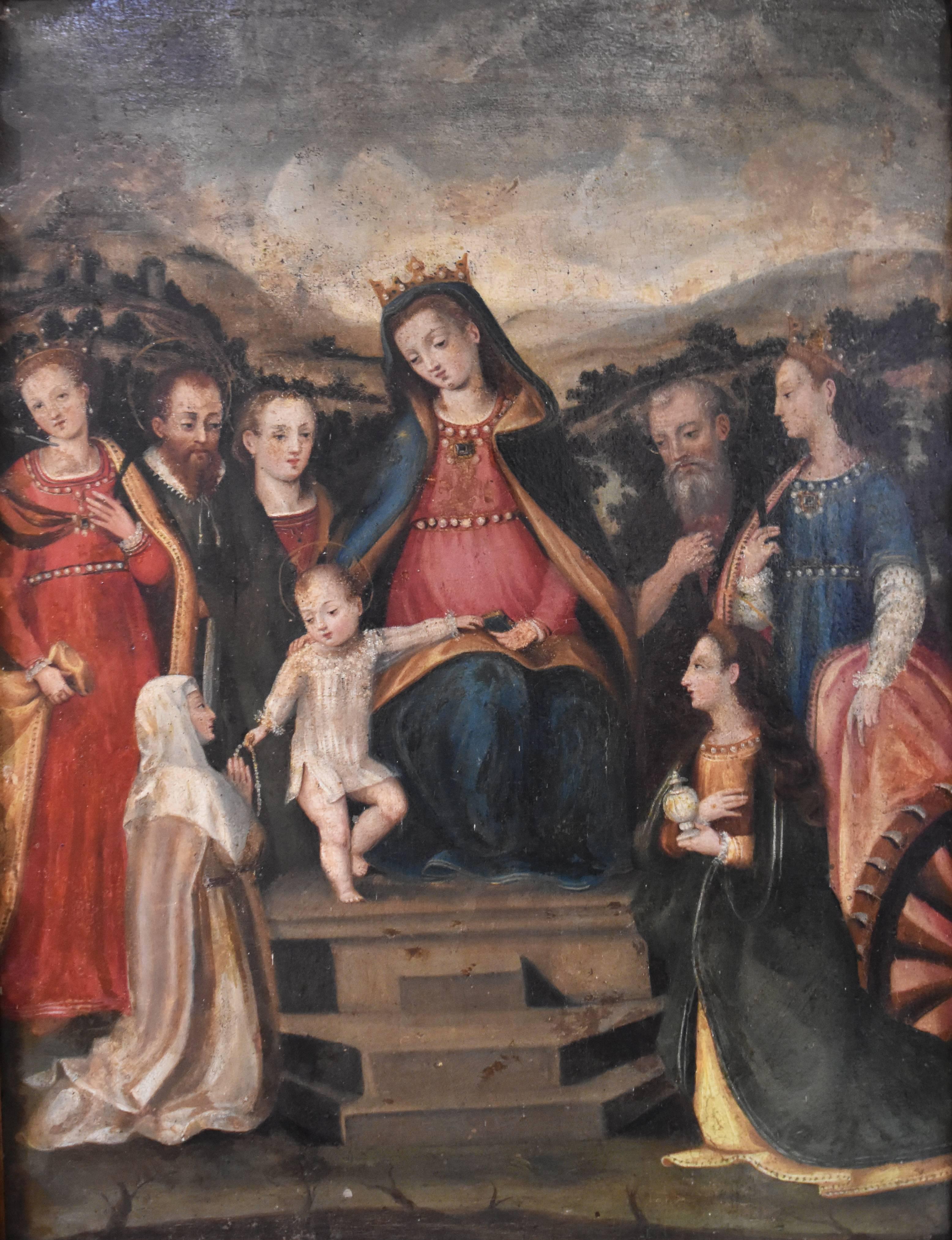 Spanish Oil Colonial School S, 16th Century, Virgin with Child and Wood ...